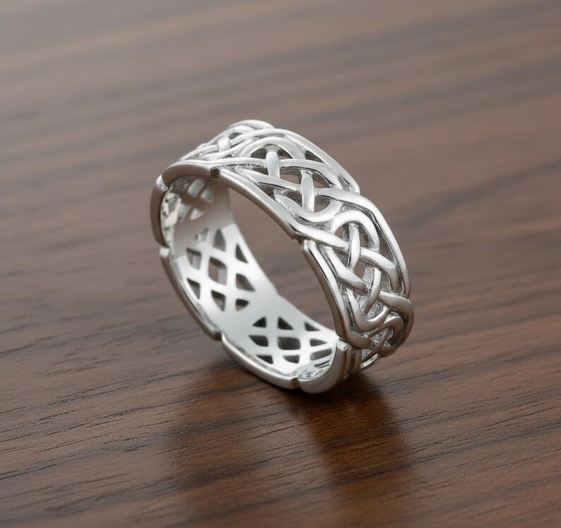 Celtic Sterling Silver Ring 7mm: Unisex Wedding Band, Engagement Ring ...