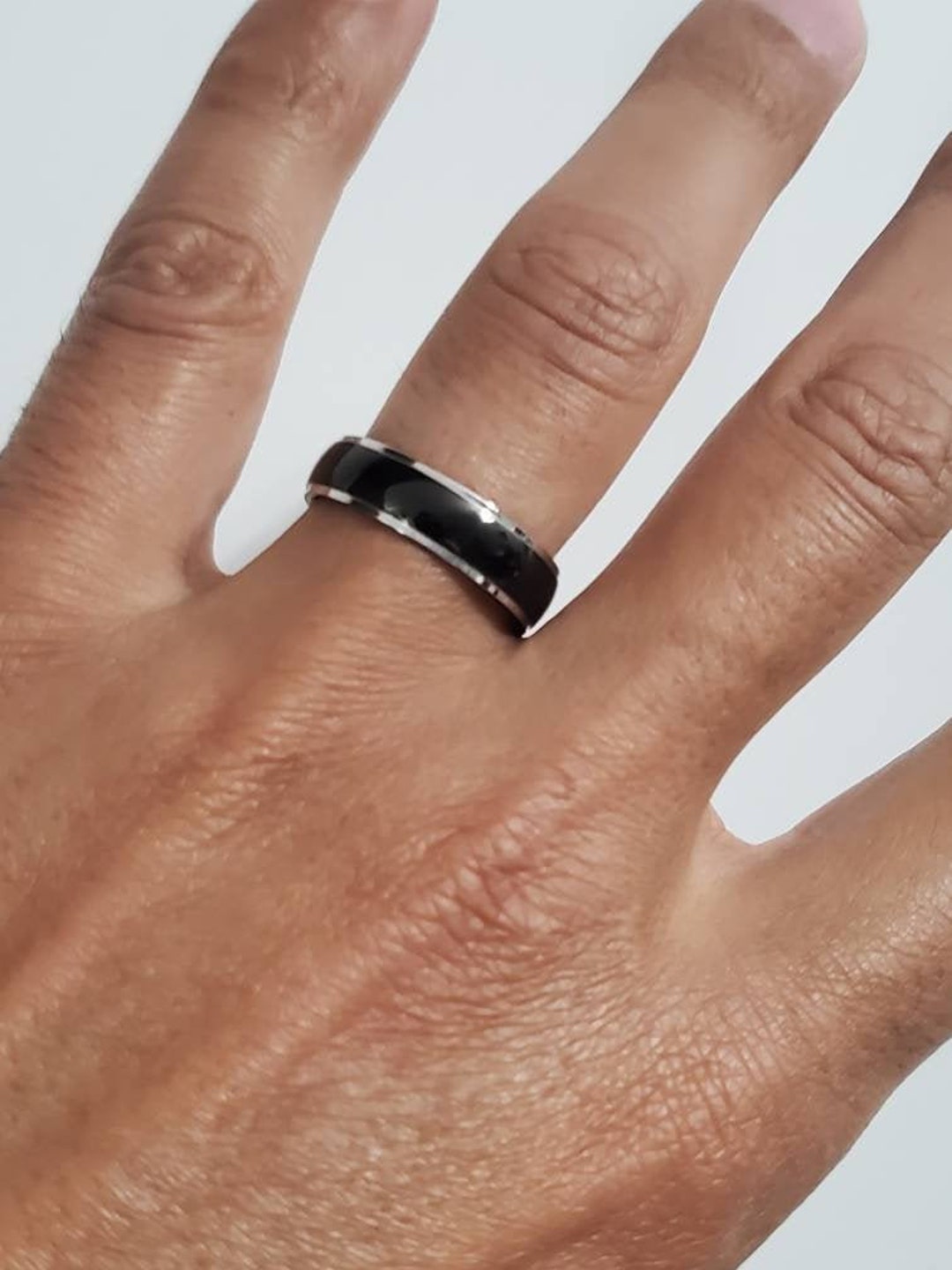 Simple Black Band 316L Stainless Steel Men's Ring 6mm - Etsy