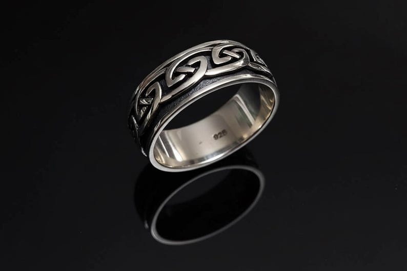 Celtic Knot Sterling 925 Silver Spinner Unisex Ring - Irish Wedding ...