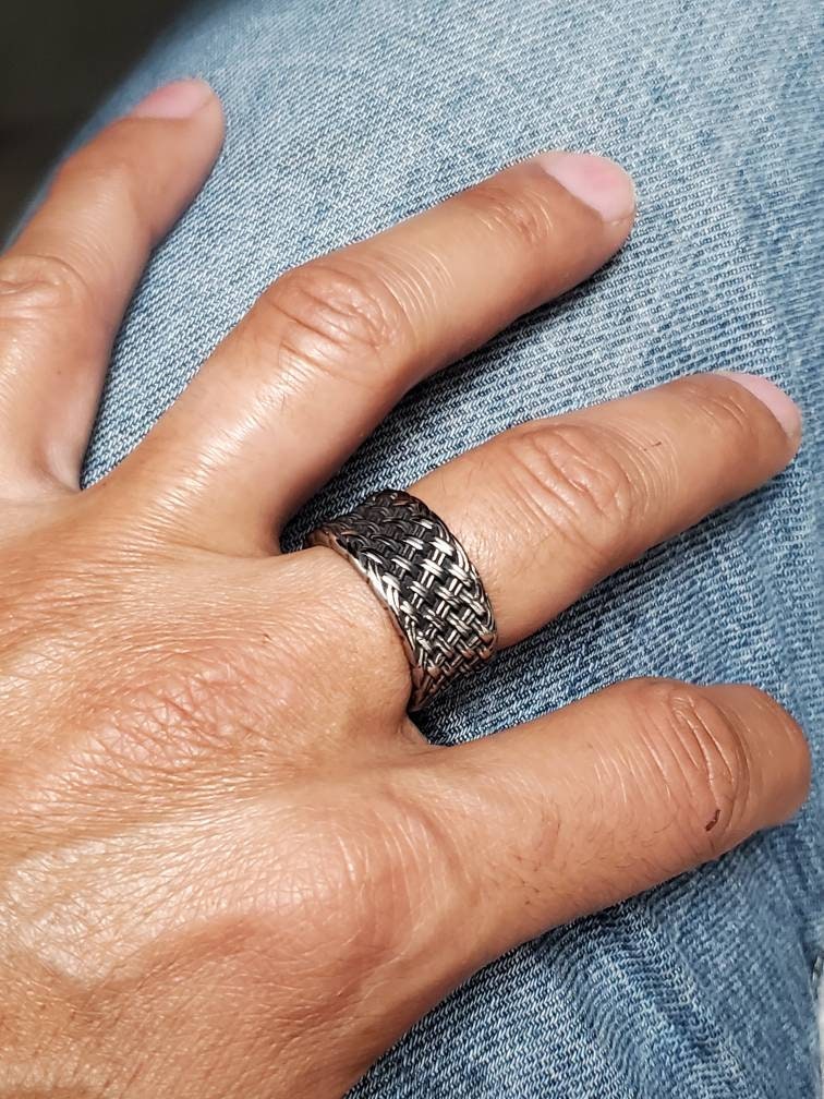 Stainless Steel Woven Men's Ring Stainless Steel Band | Etsy