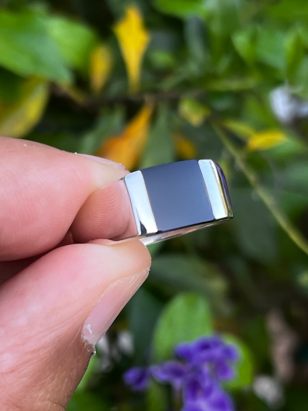 Square Onyx Masculine Ring Sterling Silver Men's Ring - Etsy