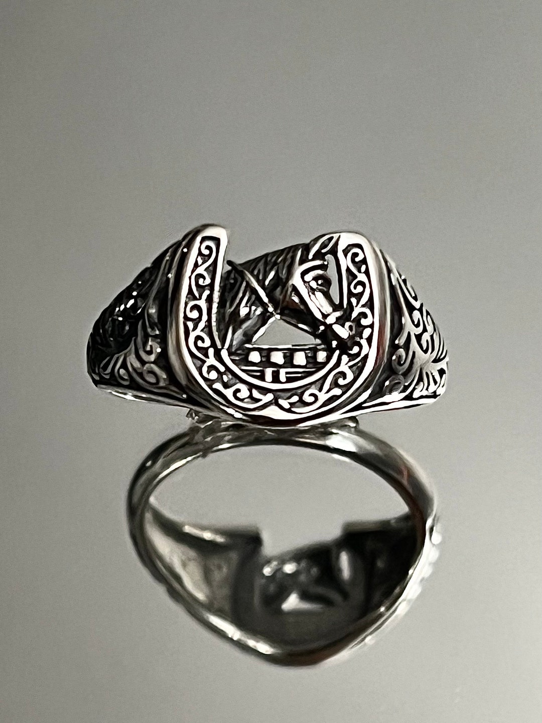 Horse, Horse Shoe Ring, Men's Sterling Silver Ring, Lucky Horseshoe ...