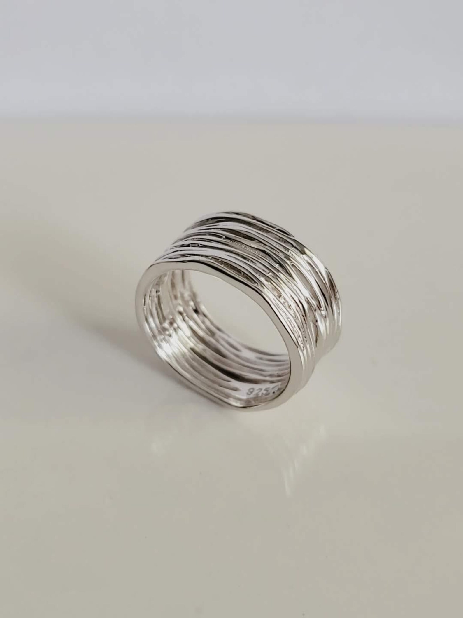 Woven Sterling Silver Chunky Ring: Rhodium Plated Statement Jewelry - Etsy