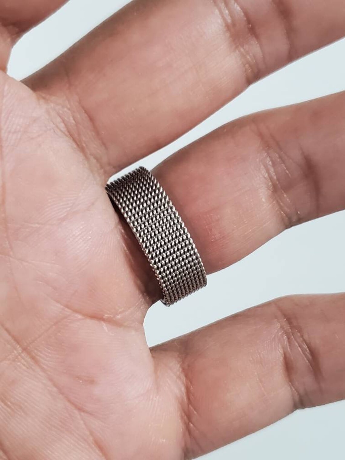 Mesh Band 316L Stainless Steel Men's Ring 8mm Wedding | Etsy