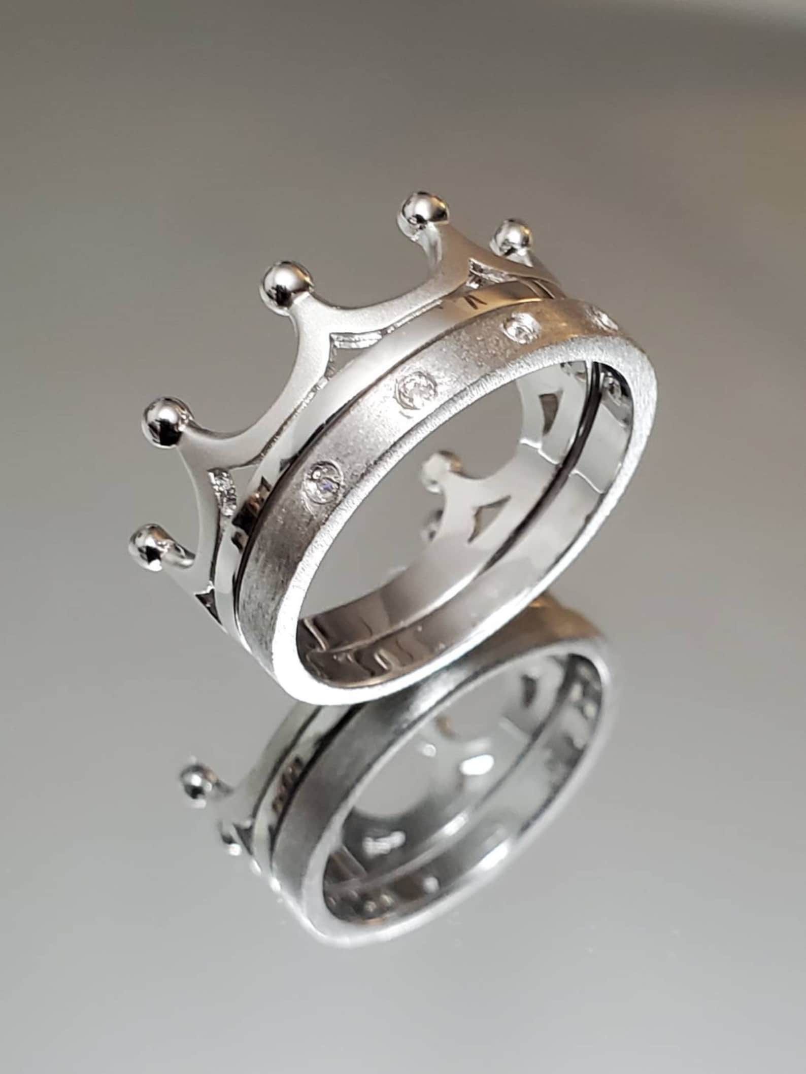Crown Ring Sterling Silver Ring Unisex Ring 2 Double Crown - Etsy