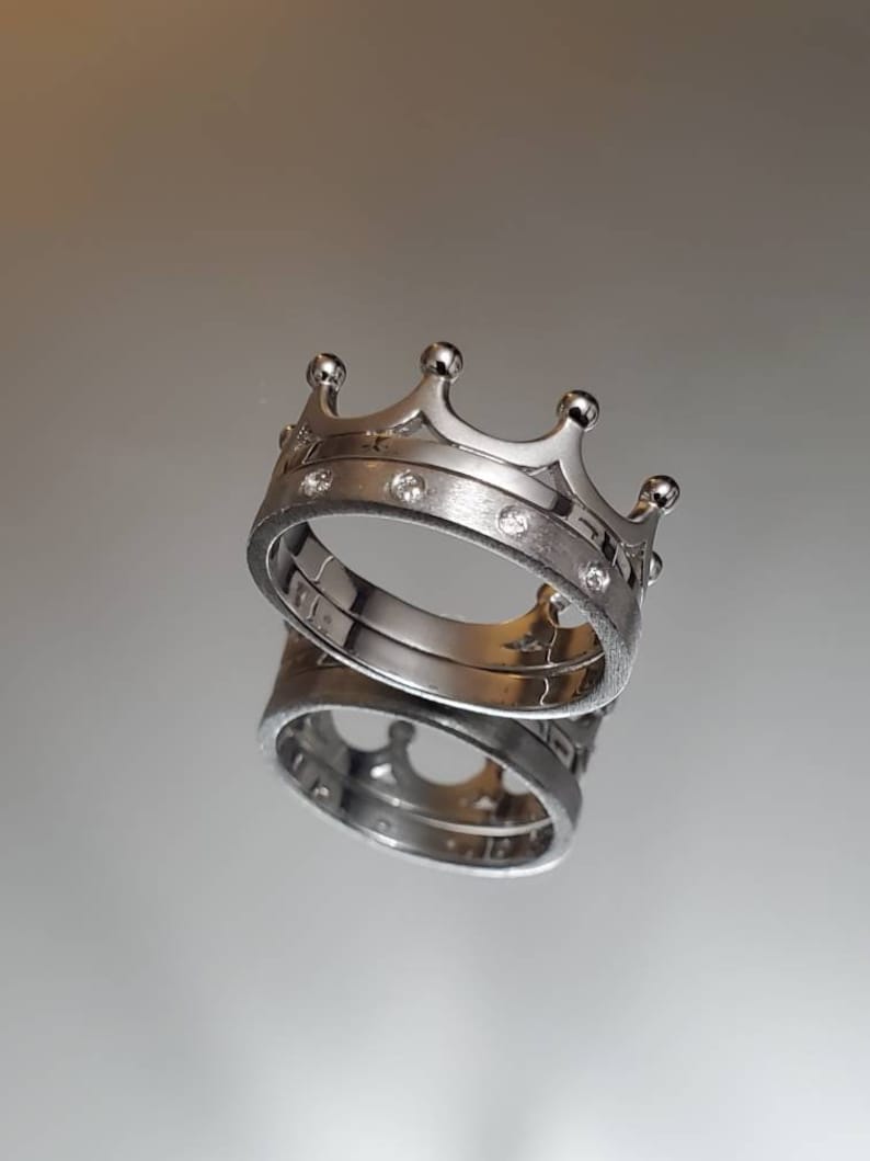 Crown Ring Sterling Silver Ring Unisex Ring 2 Double Crown - Etsy