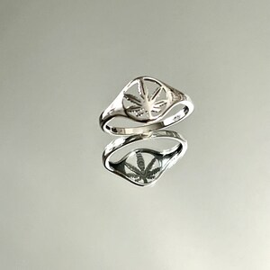Marijuana Ring, Sterling Silver Men & Women's Ring, 3 Leaf Silver Band ...