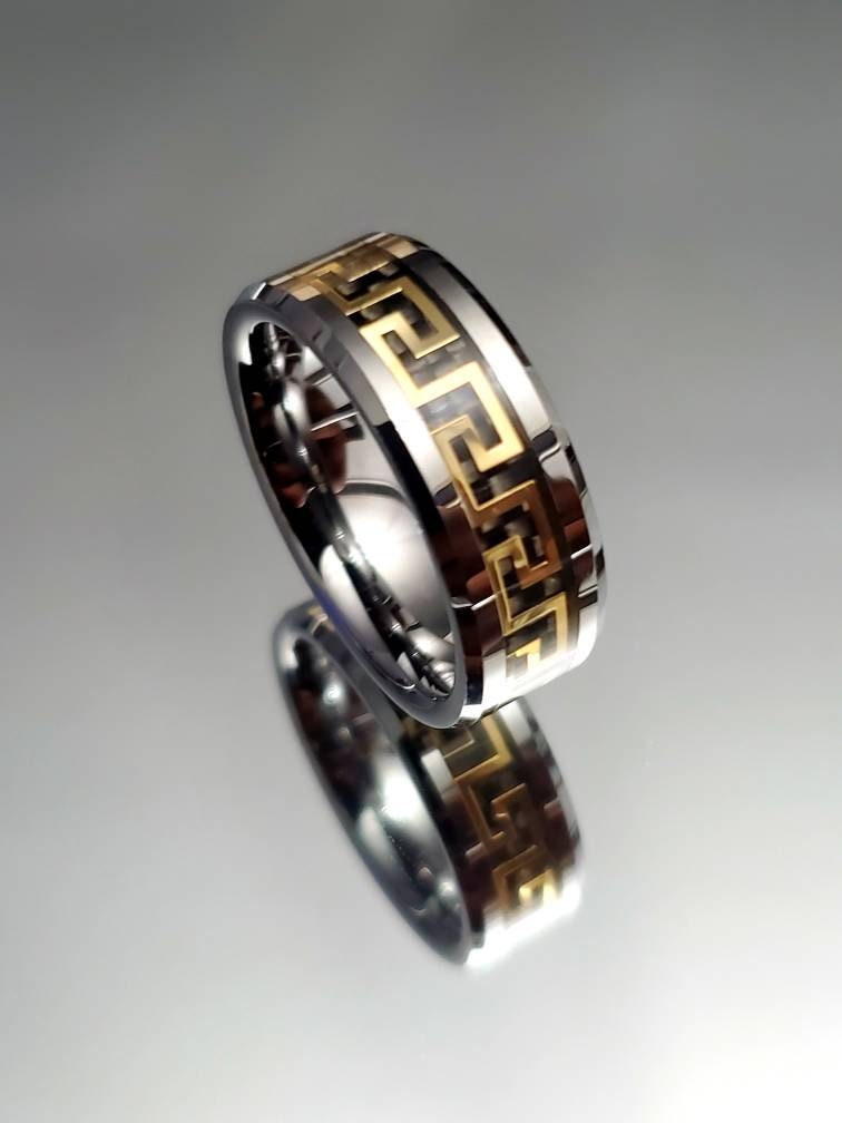 Gold Silver Band Tungsten Men's Ring Durable Mens Band | Etsy