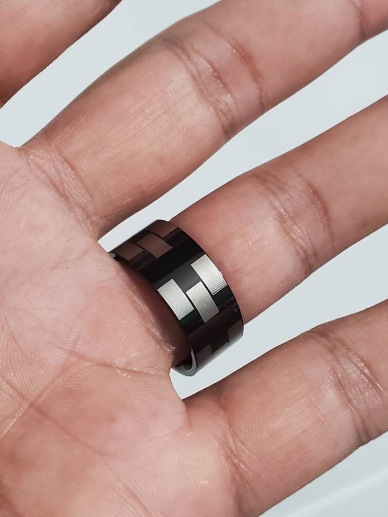 Black Ring 316L Stainless Steel Men's Ring 3 Square | Etsy