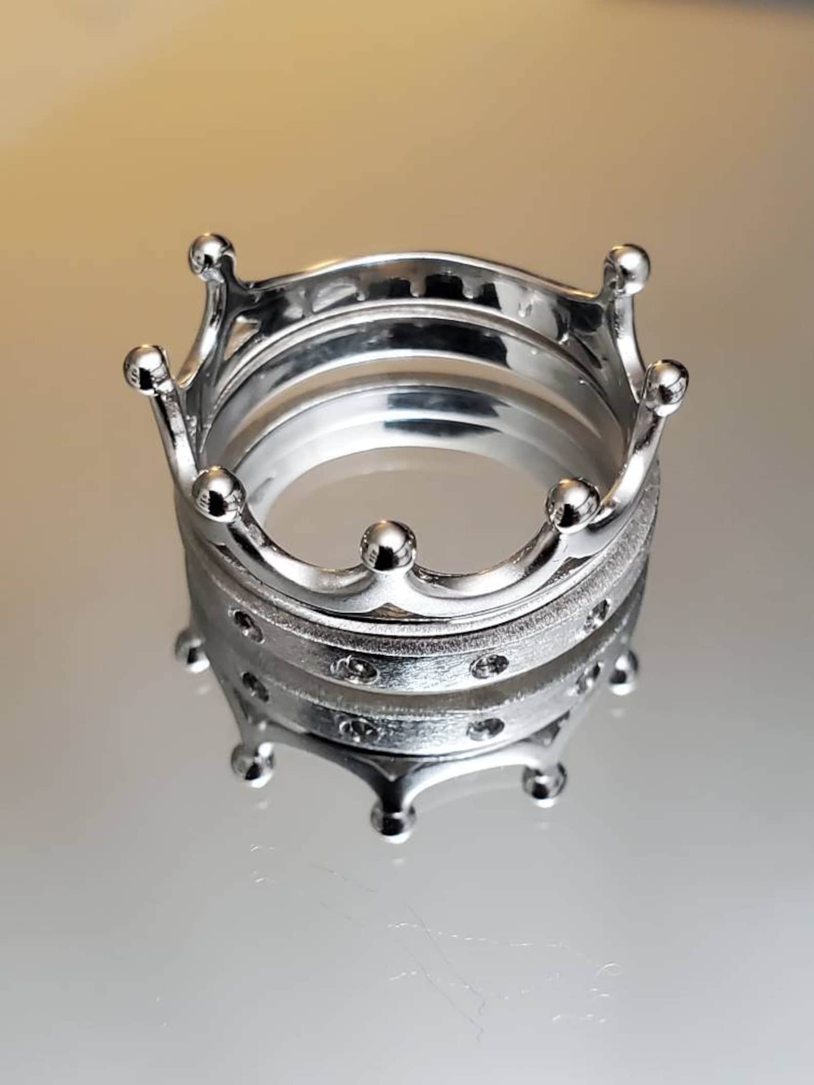 Crown Ring Sterling Silver Ring Unisex Ring 2 Double Crown - Etsy