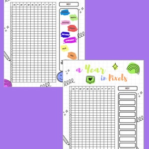 Year in Pixels | Planner | Printable Tracker | Yearly Overview | Bullet ...