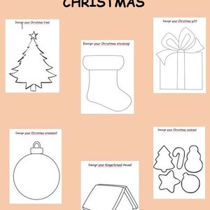 6 Decorate Christmas Pages | Kids Craft Pages | 6 Christmas Coloring ...