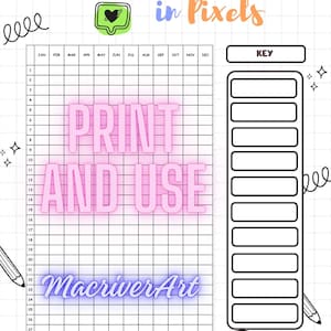Year in Pixels | Planner | Printable Tracker | Yearly Overview | Bullet ...