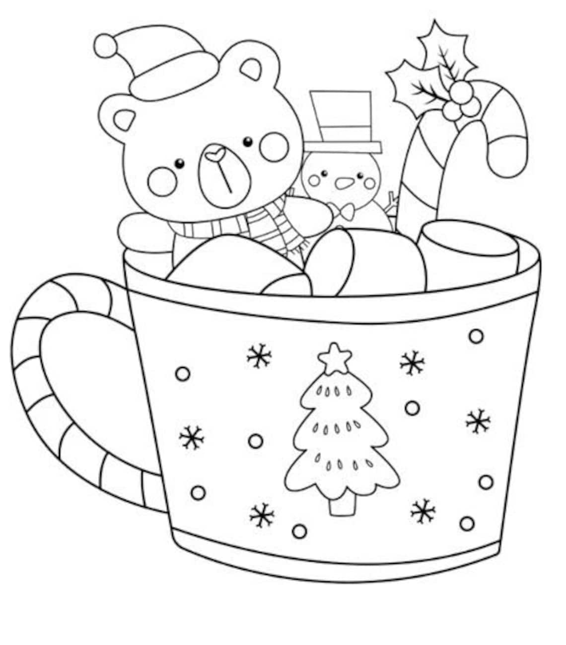 Kawaii Christmas Coloring Book | 20 Pages | Cute Coloring Pages | for ...
