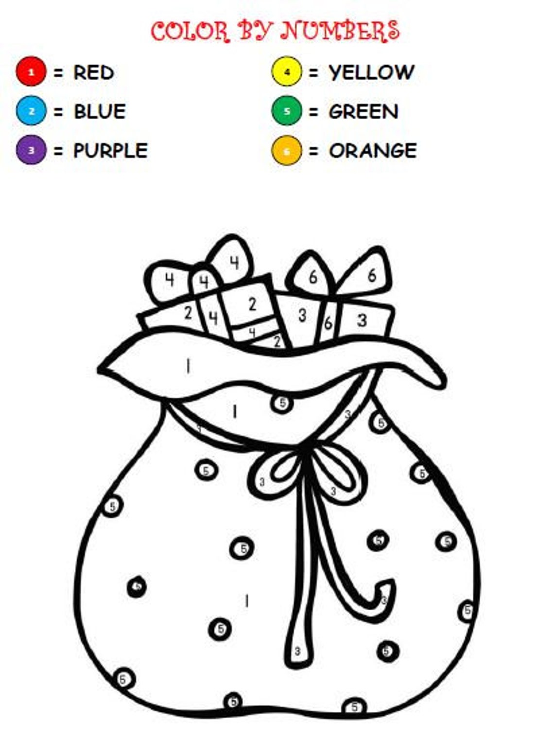 Christmas Color by Numbers, Printable Coloring Worksheets, Children ...