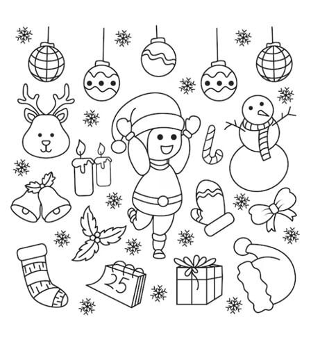 Kawaii Christmas Coloring Book | 20 Pages | Cute Coloring Pages | for ...