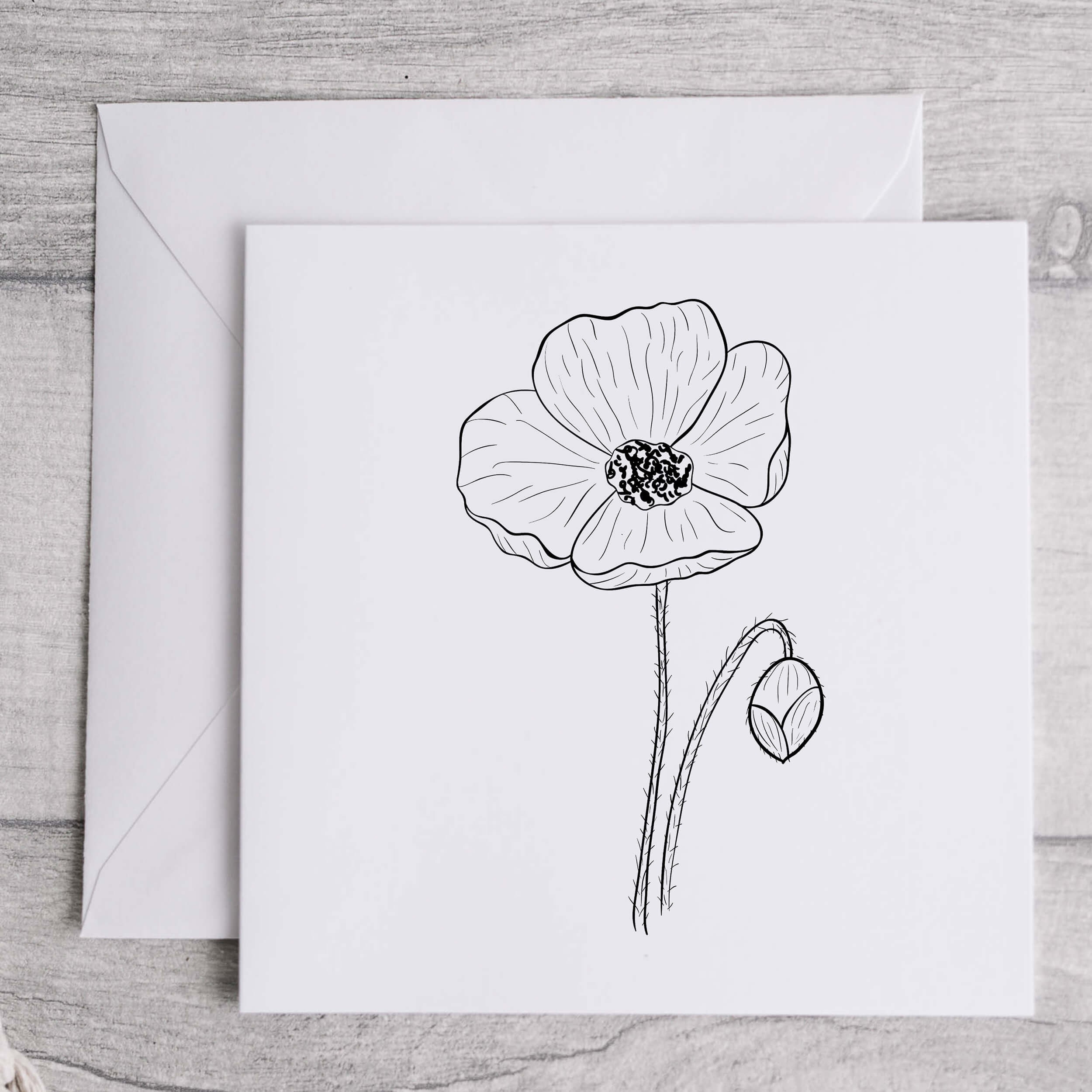 Stamp Poppy With Stem DIY Motif Stamp for Crafting Cards - Etsy