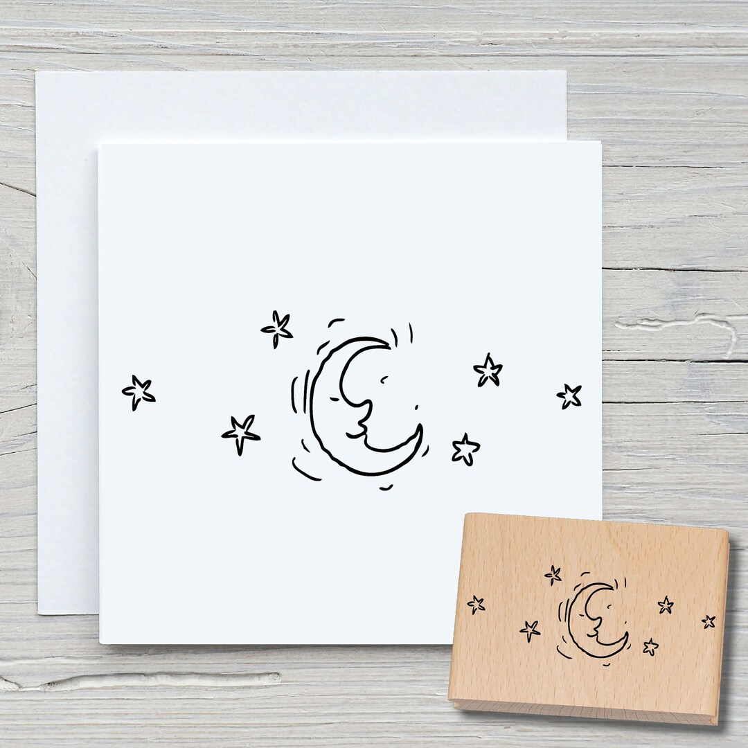 Stamp Moon Stars 02 DIY Motif Stamp for Making Cards, Paper, Fabrics ...