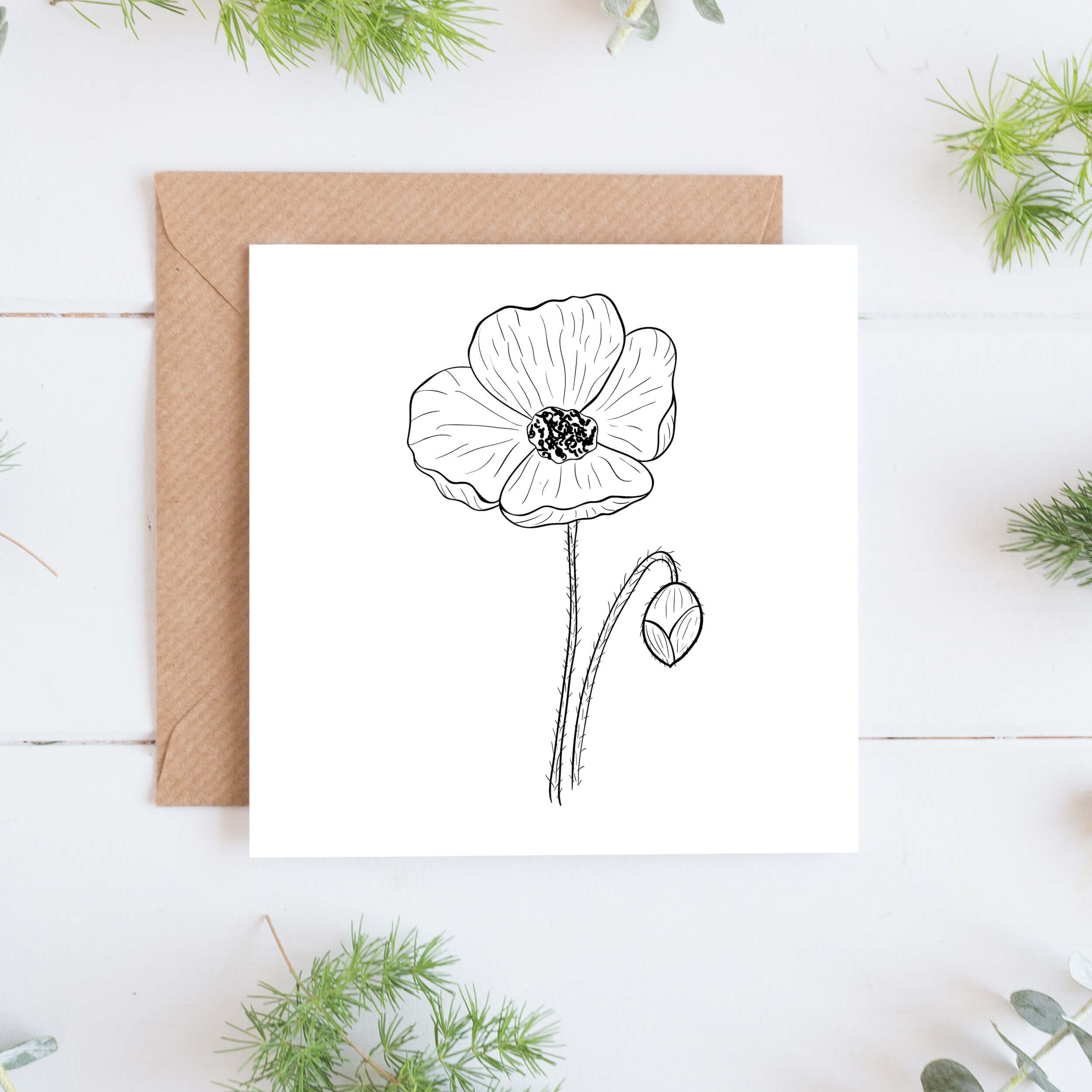 Stamp Poppy With Stem DIY Motif Stamp for Crafting Cards | Etsy