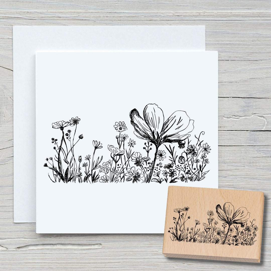 Flower Meadow Stamp 01 DIY Motif Stamp for Making Cards - Etsy