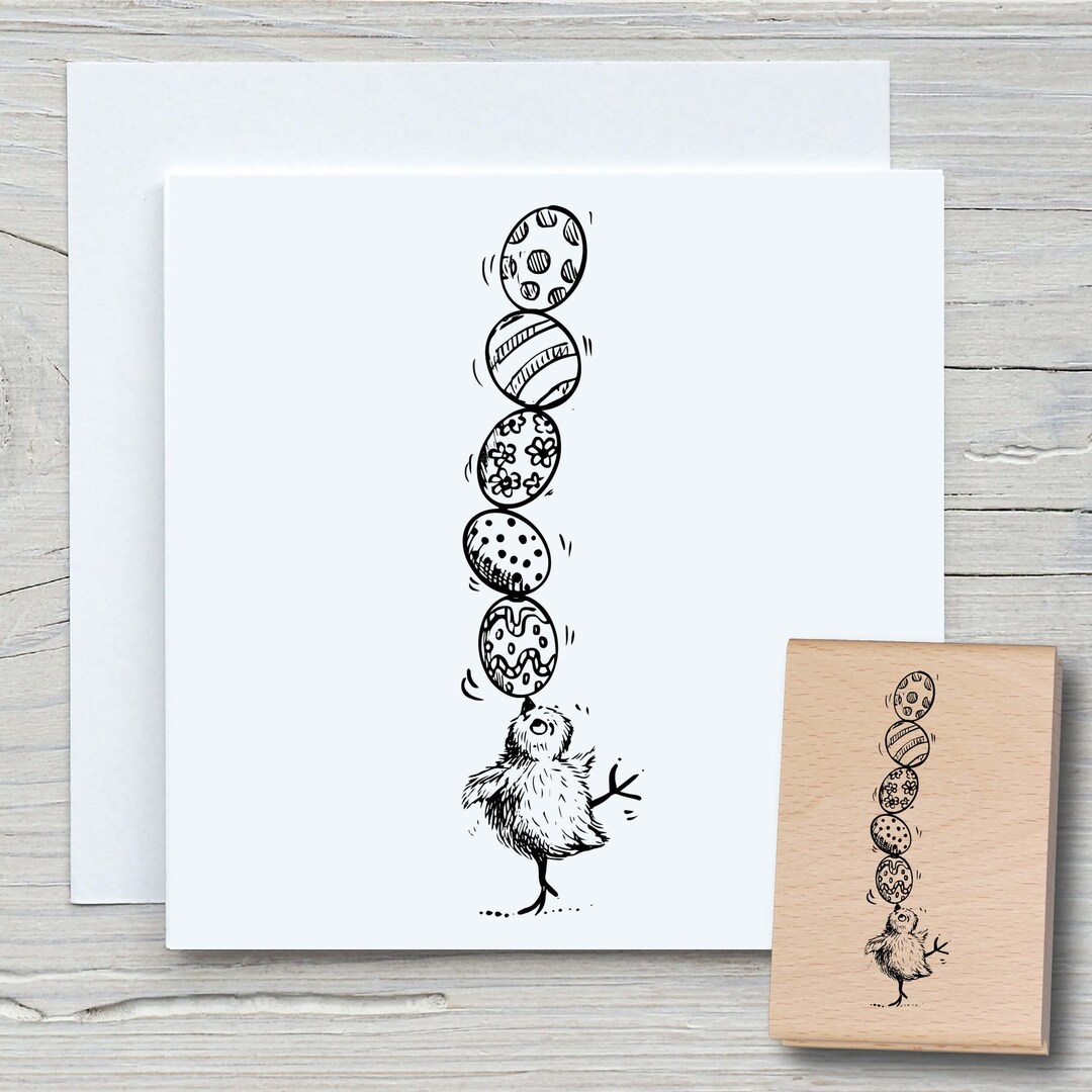 Stamp Chick With Easter Eggs DIY Motif Stamp for Crafting - Etsy