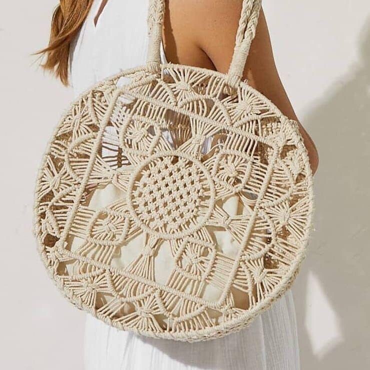 Boho Bag, Macramé Bag, Round Bag, Handmade, Crochet Bag, Handbag, Beach ...