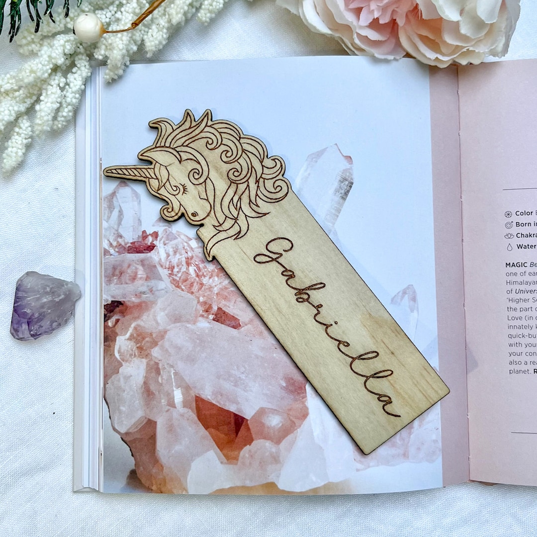 Wooden Unicorn Bookmark Personalised, Cute Bookmark for Girls Engraved ...