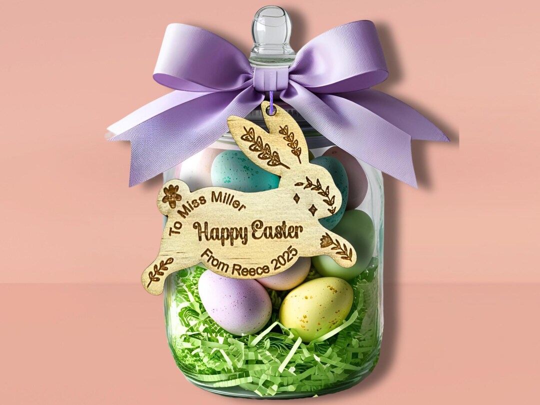 Cute Easter Bunny Tag Personalised, Engraved Easter Gift Tags, Thank ...