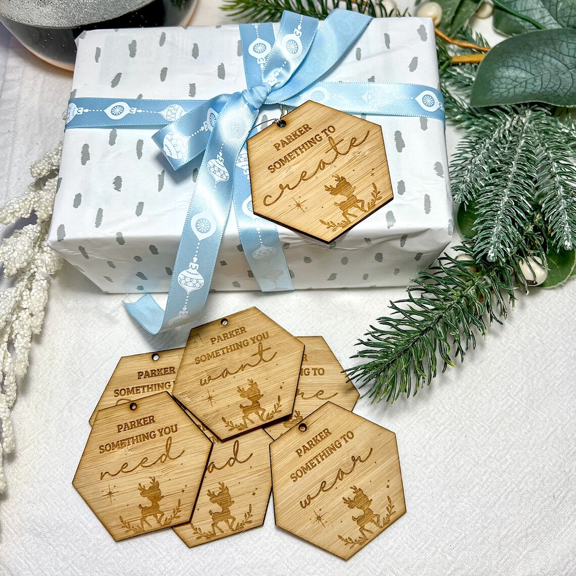 Engraved Something to Christmas Tags Personalised, Custom Want Need ...