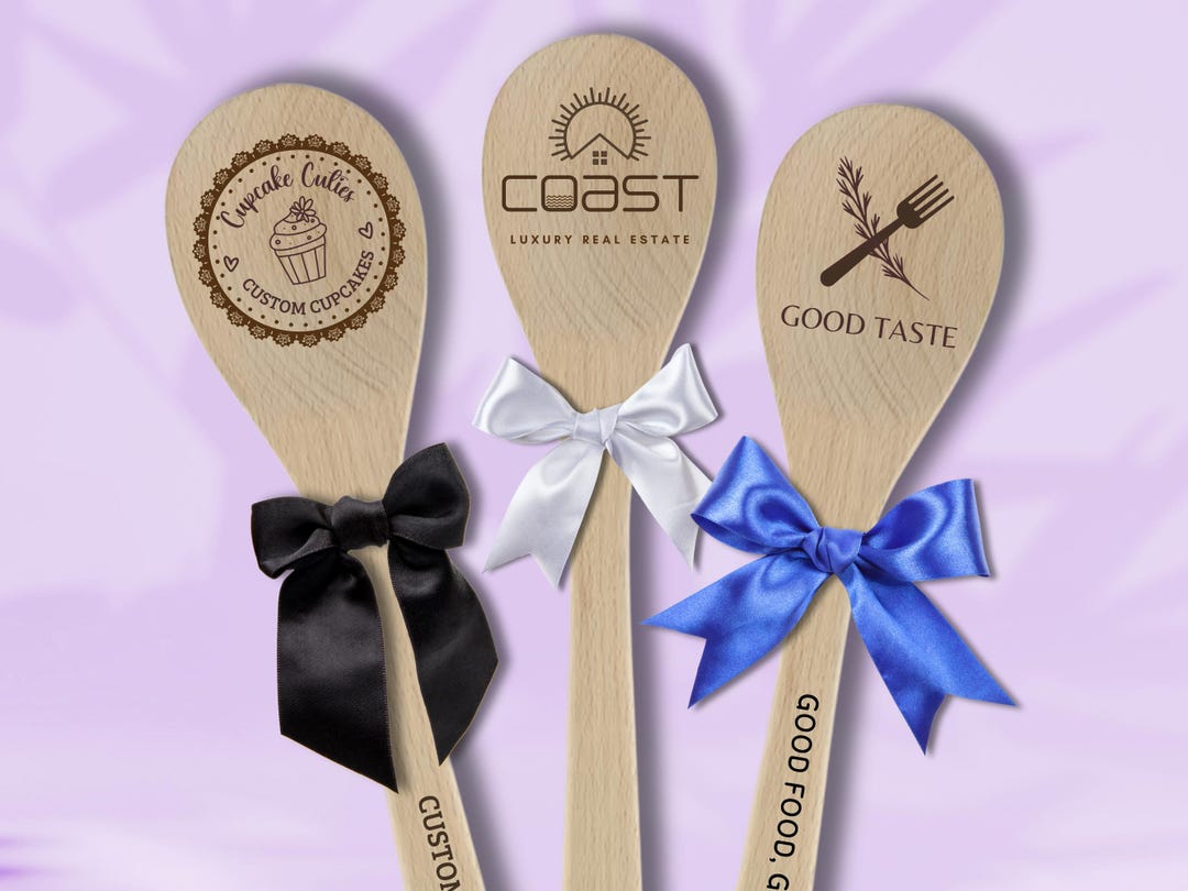 Business Logo Wooden Spoon Personalised, Custom Engraved Promotional ...