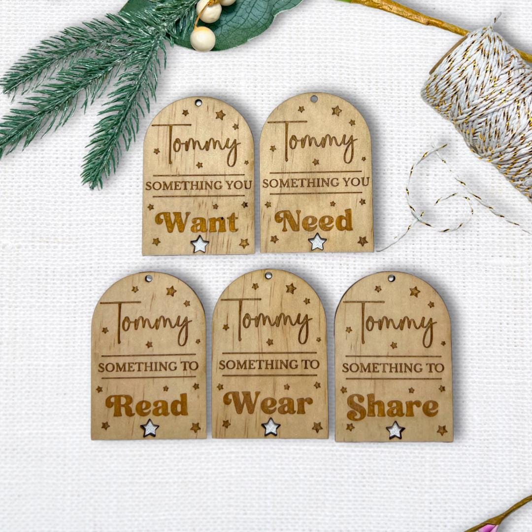 Want Need Read Share Wear Christmas Gift Tags Custom, Santa 5 Gift Rule ...