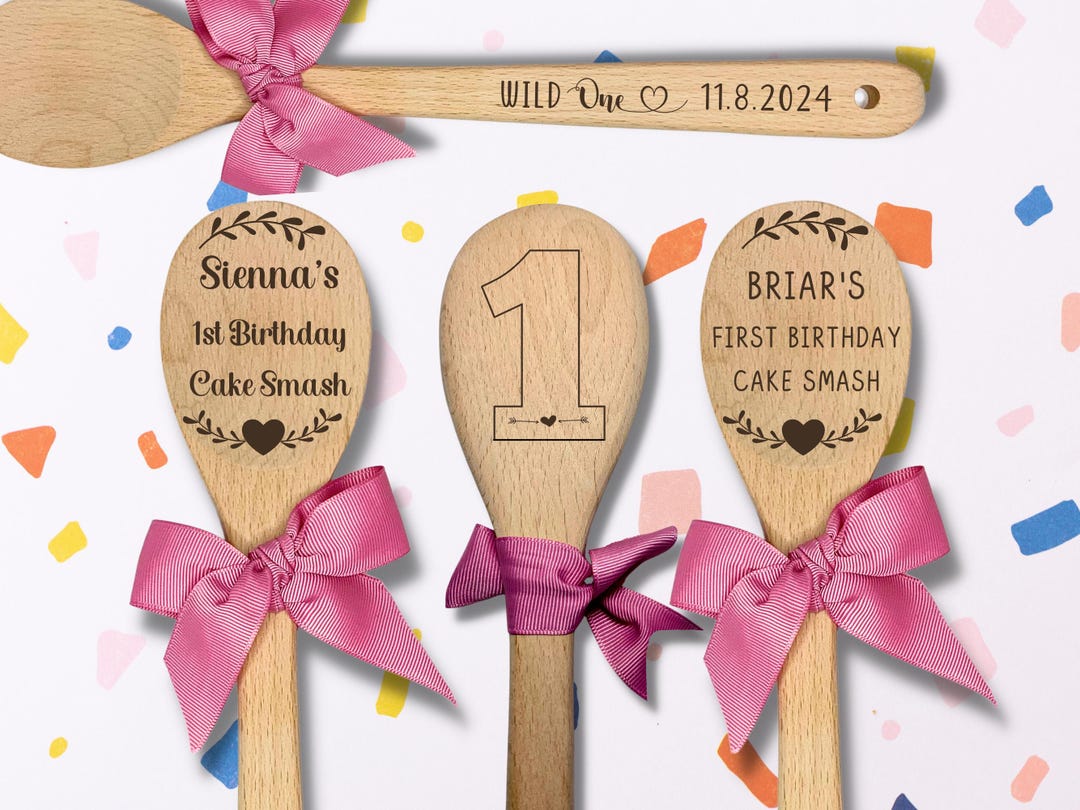 First Birthday Cake Smash Spoon for Photos, Personalised Engraved ...