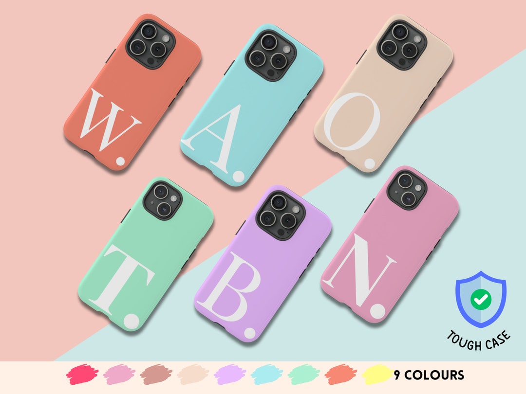 Monogram iPhone 15 Pro Max Plus Case, Personalised Initial iPhone 14 13 ...