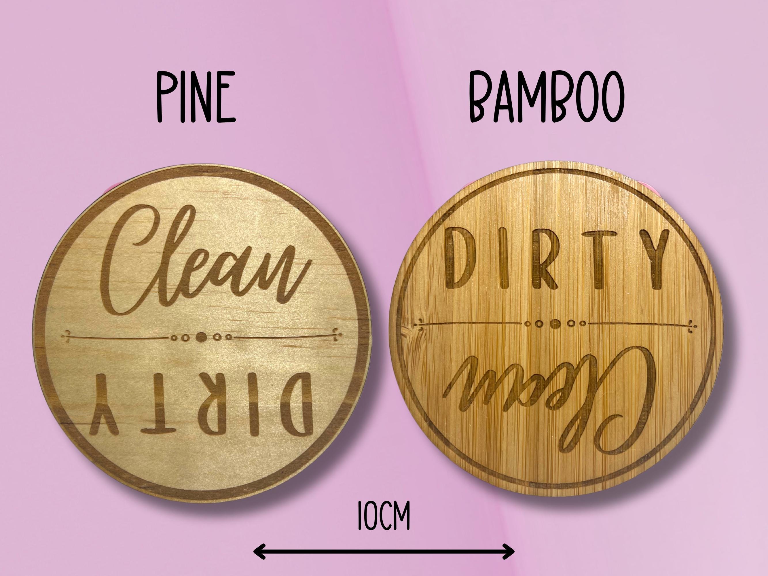 Wooden Dishwasher Clean Dirty Sign, Engraved Dishwasher Magnet, Kitchen ...