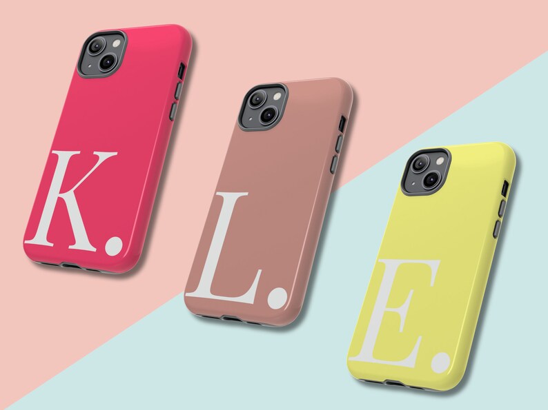 Monogram iPhone 15 Pro Max Plus Case, Personalised Initial iPhone 14 13 ...