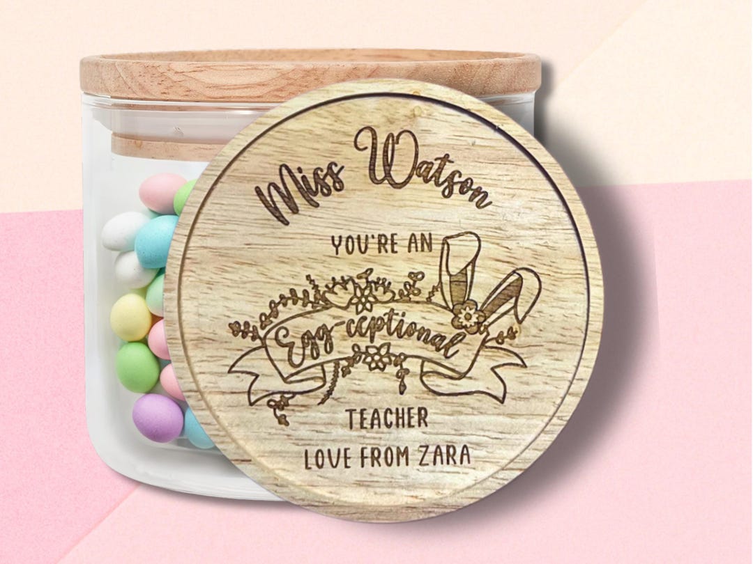 Chocolate Easter Egg Teacher Jar Glass, Personalised Tutor Appreciation ...