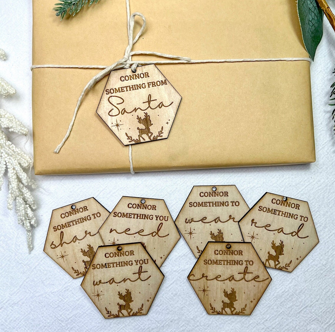 Engraved Something to Christmas Tags Personalised, Custom Want Need ...