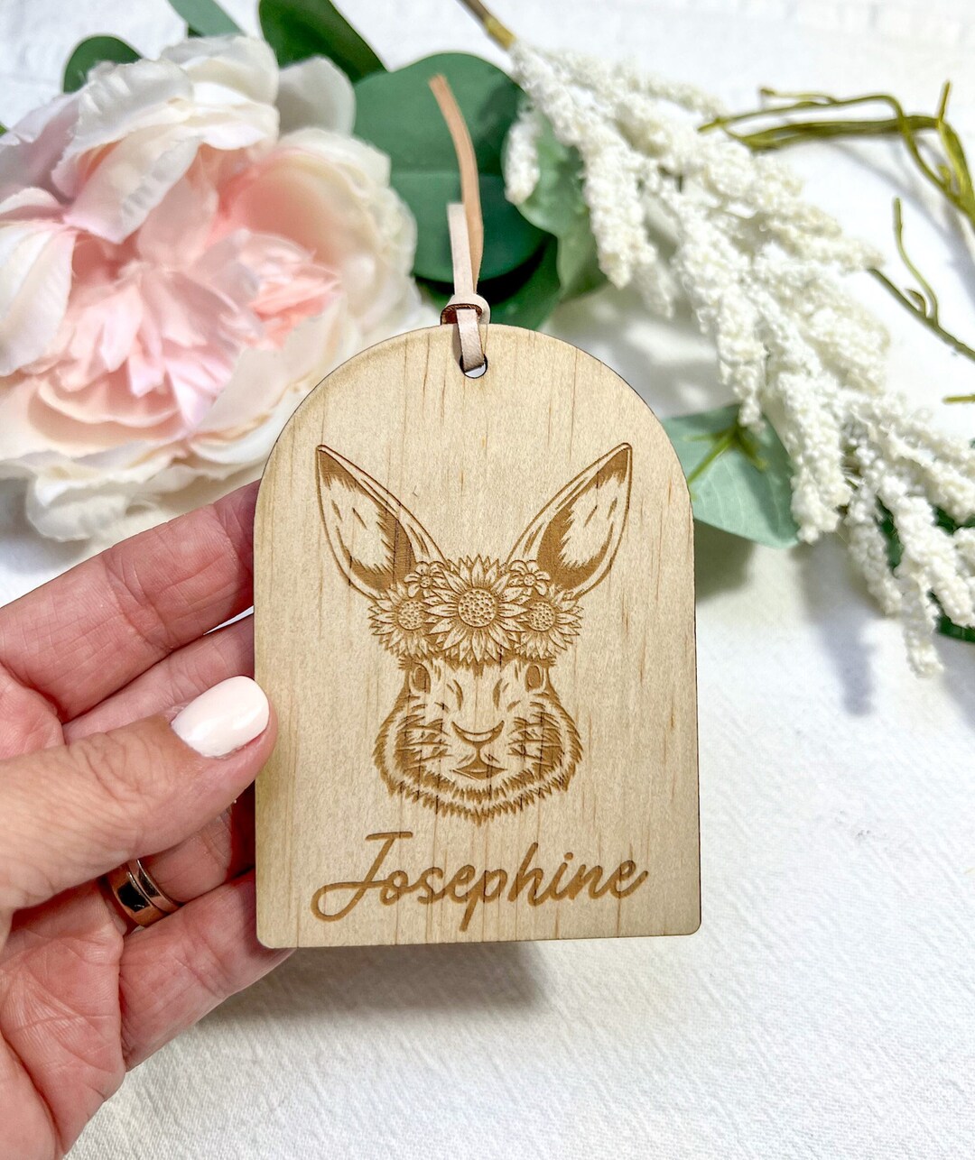Vintage Easter Bunny Basket Name Tag for Kids Personalised, Custom ...