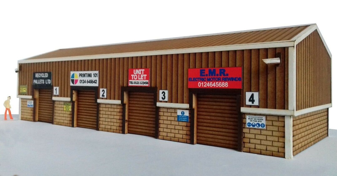 OO Gauge / 4mm / 1:76 Scale Industrial Unit / Warehouse Kit -signs ...