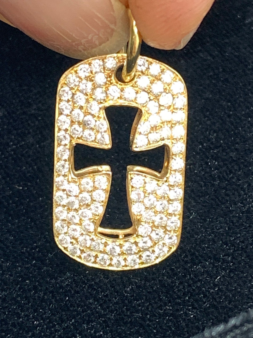 Pave Diamond and 18kt Cutout Cross - Etsy