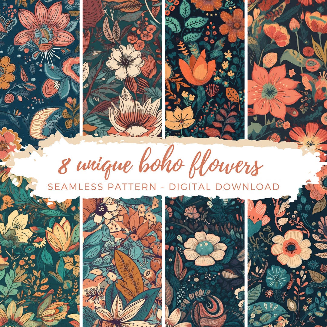 Boho Flower Pattern: Bring a Natural Touch to Your Designs - Etsy
