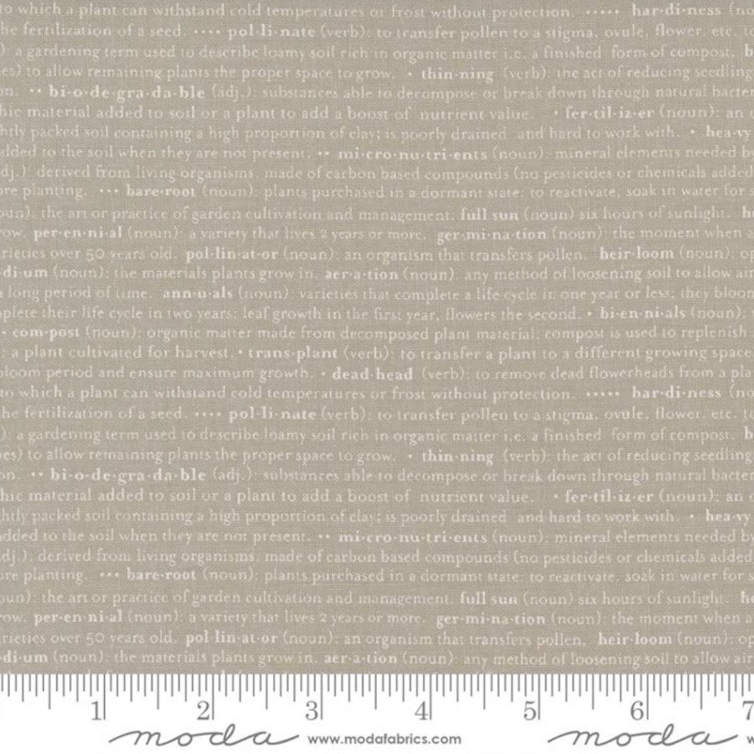 Flower Pot Taupe Glossary Text Dictionary -- 1/2 Yard Cut | Lella ...