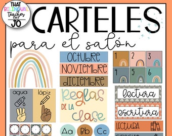 Boho /Neutral Spanish Classroom Decor editable files - Etsy España