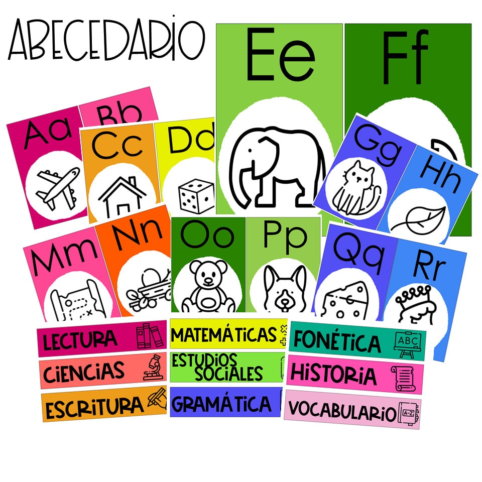 Rotulos Para El Salon (classroom Decor) Rainbow Theme - Etsy