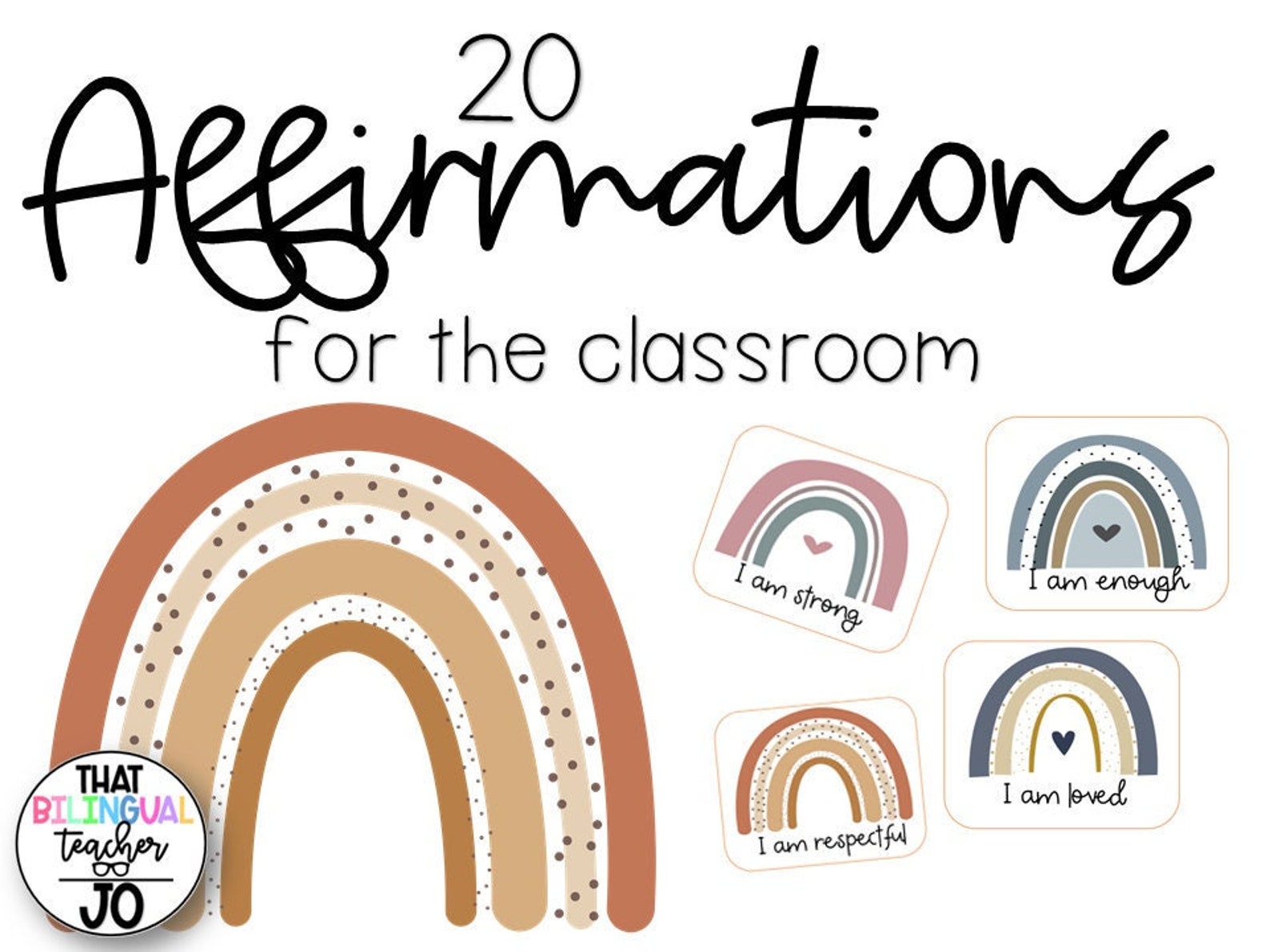 20 Affirmation Cards - Boho/rainbow Theme - Etsy