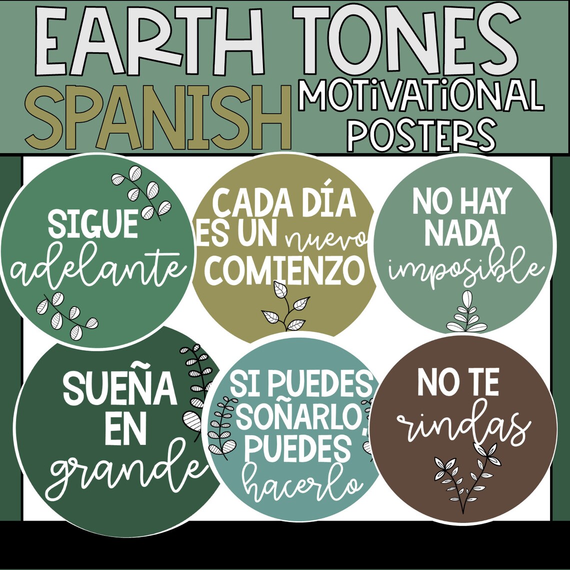 Round Motivational Posters Earth Tones Spanish - Etsy
