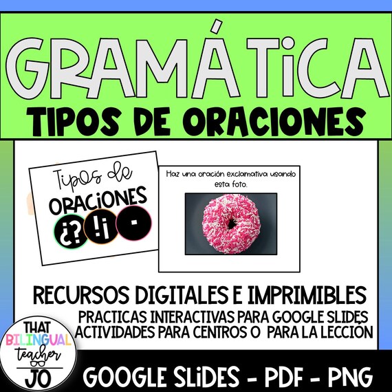 Gramatica Digital Interactiva Para tipos De Oraciones - Etsy