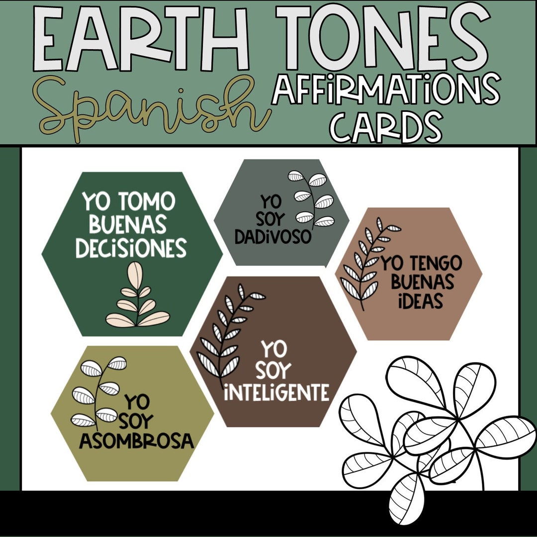 Earth Tones Spanish Classroom Affirmation Cards - Etsy