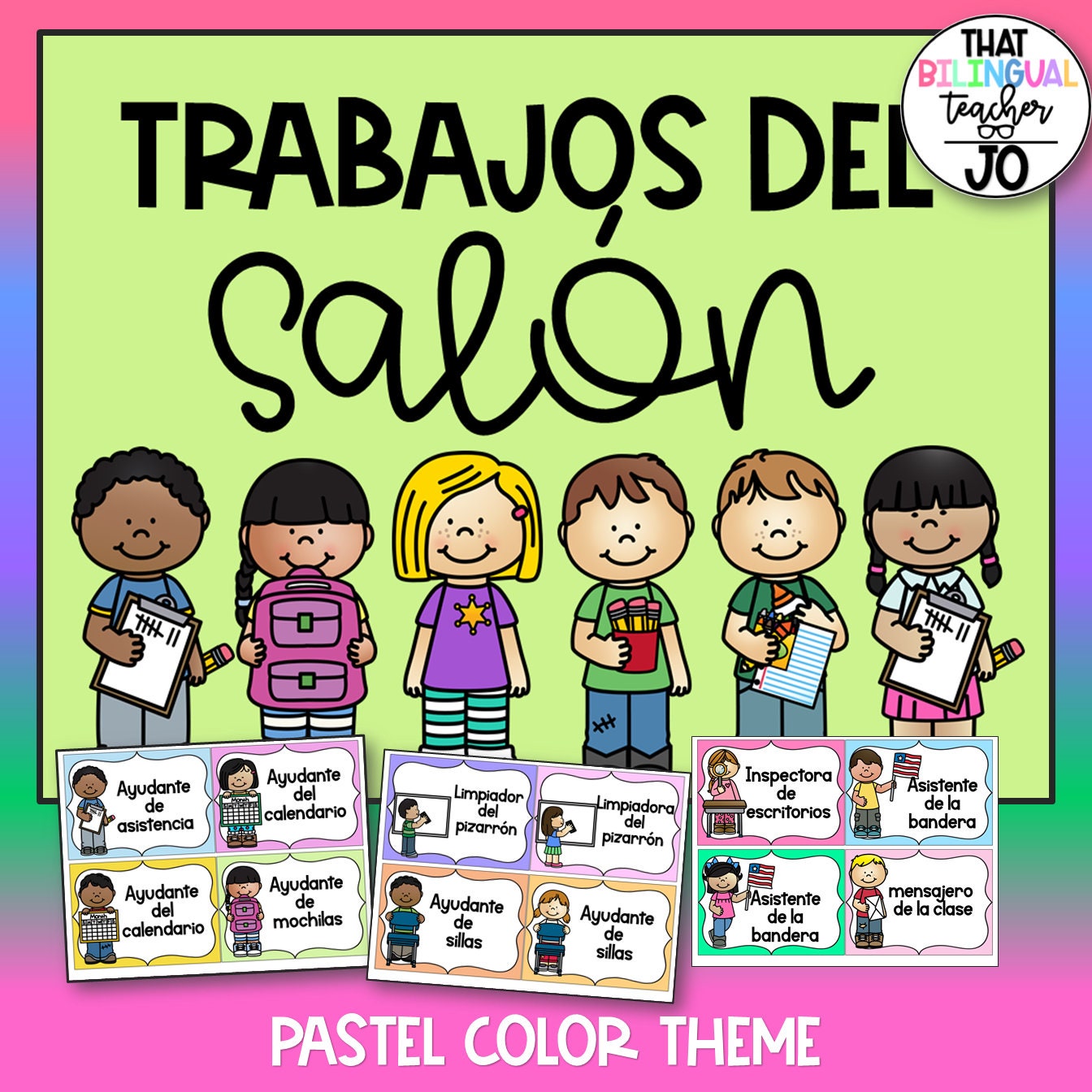 Pastel Theme - Classroom Jobs in Spanish | Trabajos Del Salon - Etsy