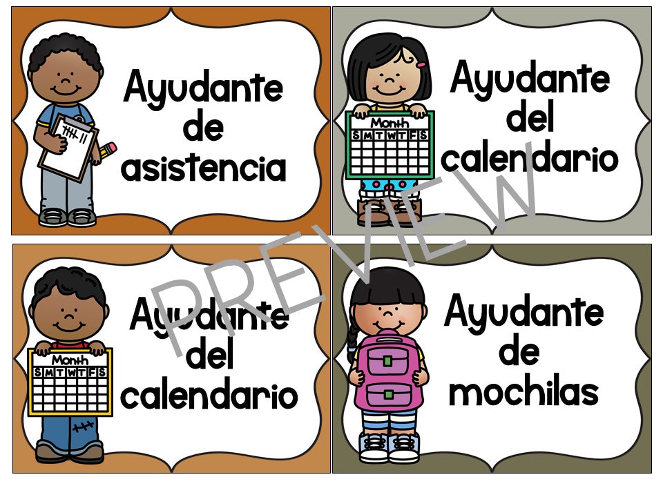 Trabajos Del Salon | Classroom Jobs | Spanish - Etsy